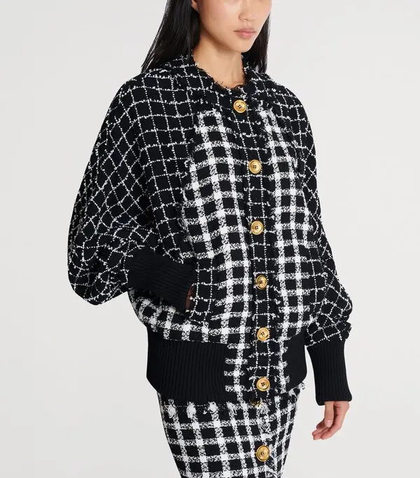 Balmain Tweed Bomber Jacket - Black