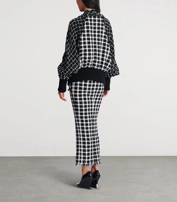 Balmain Tweed Bomber Jacket - Black