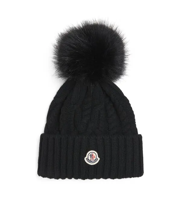 Moncler Virgin Wool-cashmere Beanie With Pom-pom - Black