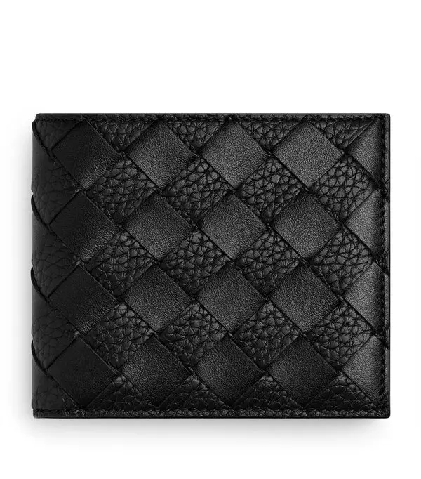 Bottega Veneta Leather Intrecciato Bifold Wallet - Grey