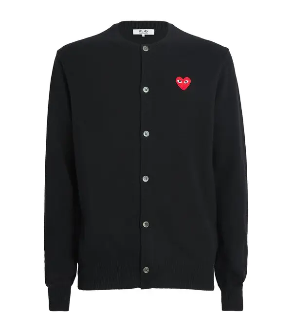Play Comme Des Garcon Wool Heart Cardigan - Black