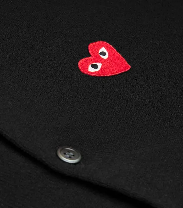 Play Comme Des Garcon Wool Heart Cardigan - Black
