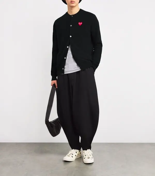 Play Comme Des Garcon Wool Heart Cardigan