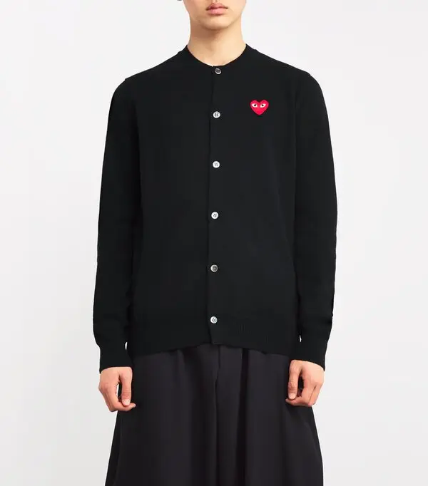 Play Comme Des Garcon Wool Heart Cardigan