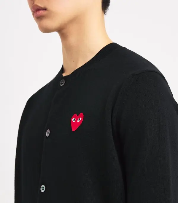 Play Comme Des Garcon Wool Heart Cardigan