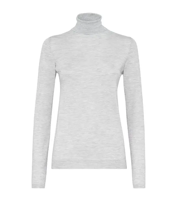 Brunello Cucinelli Cashmere-silk-blend Rollneck Sweater - Grey
