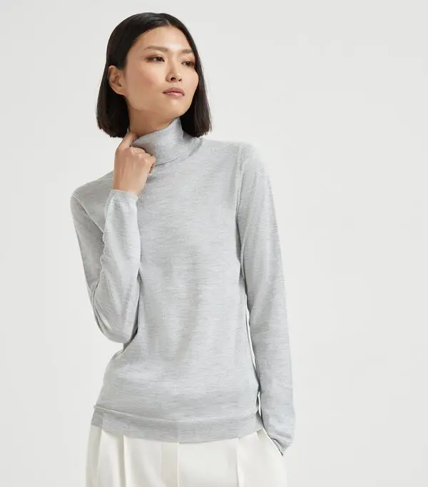 Brunello Cucinelli Cashmere-silk-blend Rollneck Sweater - Grey
