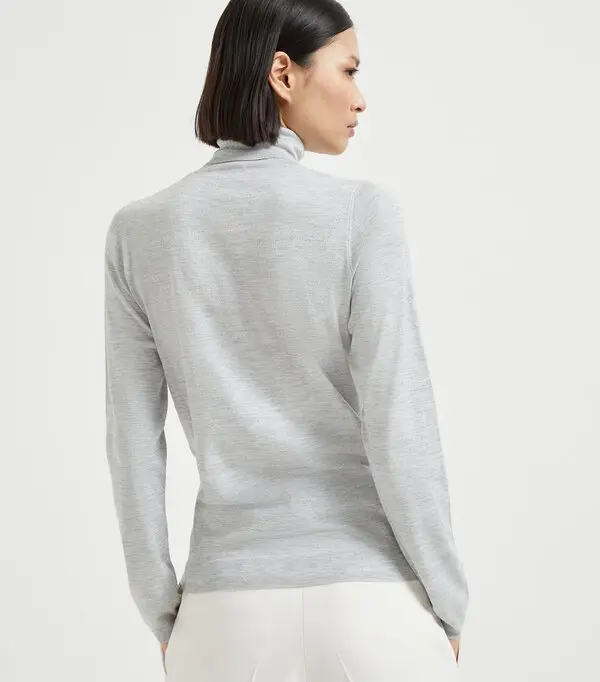 Brunello Cucinelli Cashmere-silk-blend Rollneck Sweater - Grey