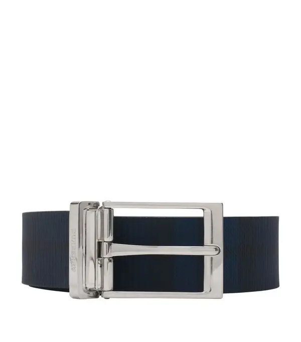Burberry Leather Check Reversible Belt - Navy
