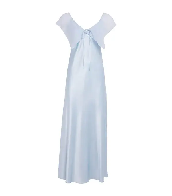 MANITO Mulberry Silk Chiffon Crete Nightie - Blue