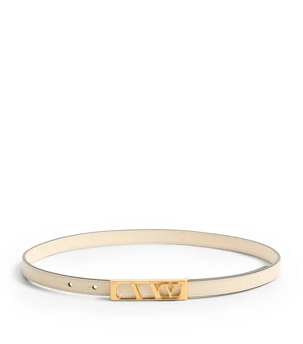 Valentino Garavani Leather Vlogo Signature Belt - Ivory