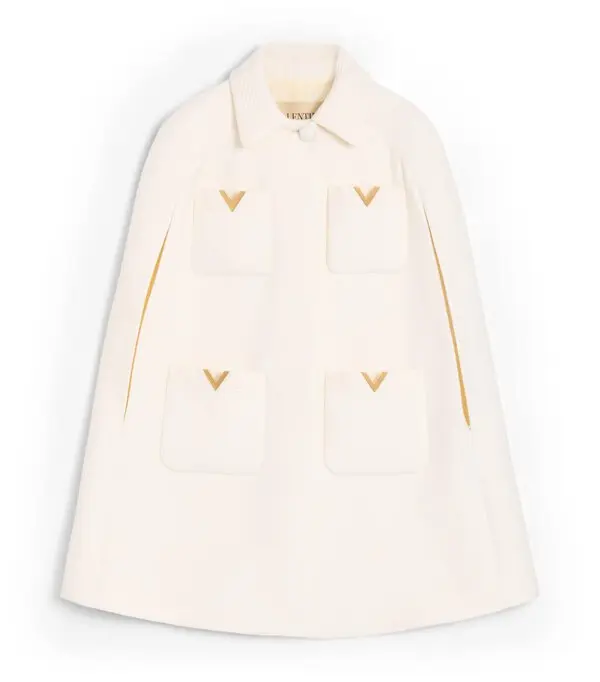 Valentino Garavani Wool-silk Cape - Ivory