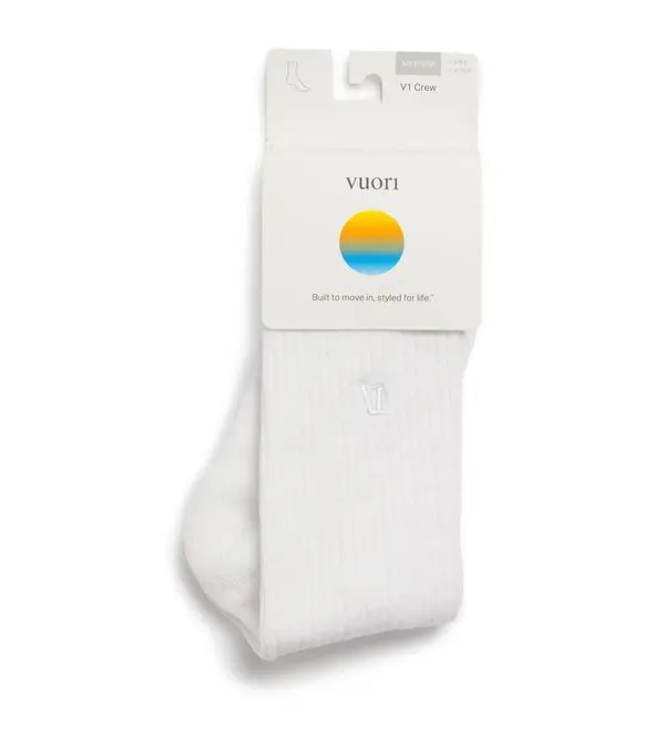 Vuori V1 Crew Performance Socks - White