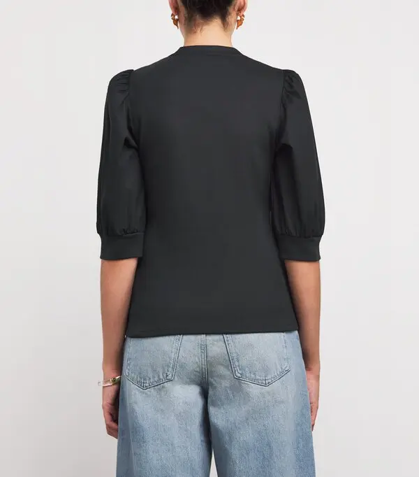 Veronica Beard Coralee Puff-sleeve Top - Black