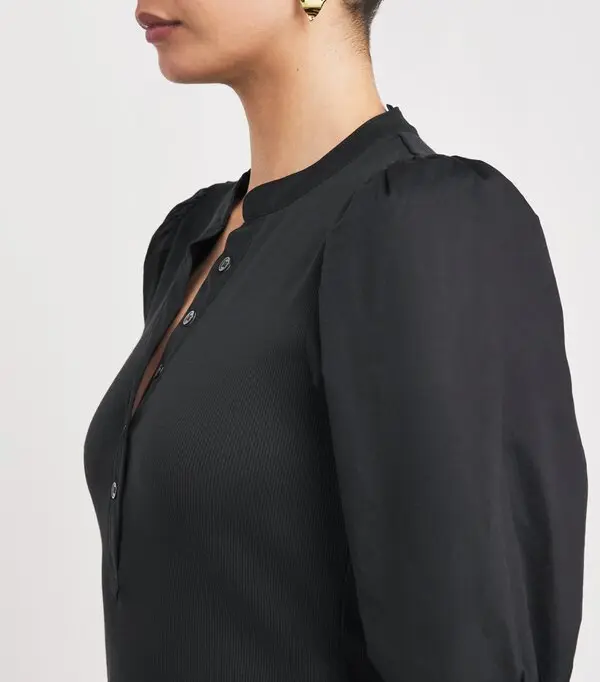 Veronica Beard Coralee Puff-sleeve Top - Black