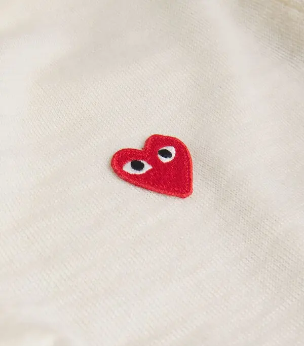 Play Comme Des Garcon Wool Heart Logo Polo Shirt - White