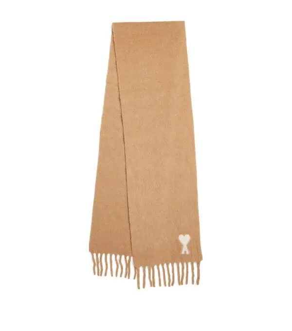 Ami Alpaca-blend De Coeur Scarf - Beige