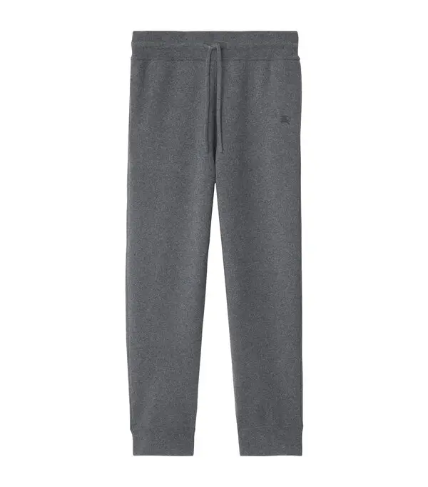 Burberry Cashmere-blend Logo Sweatpants - Grey