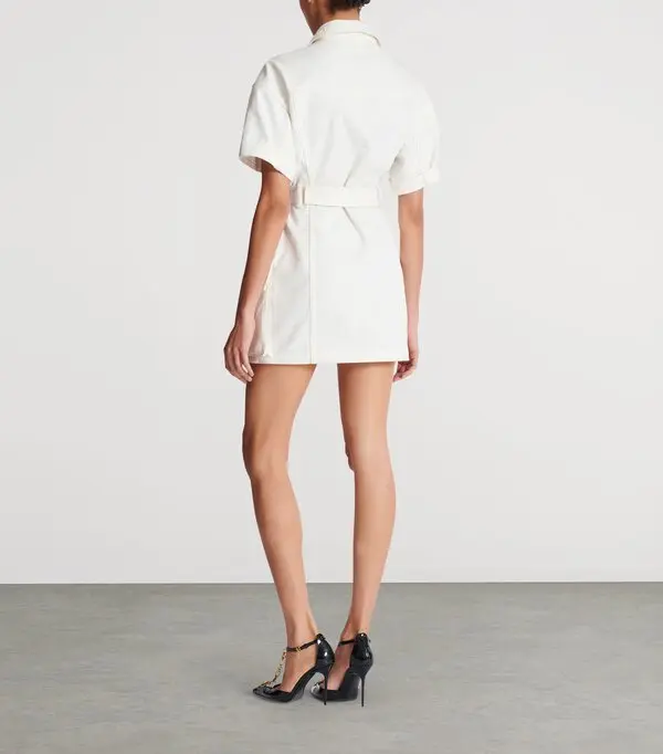 Balmain Cotton Belted Mini Shirt Dress