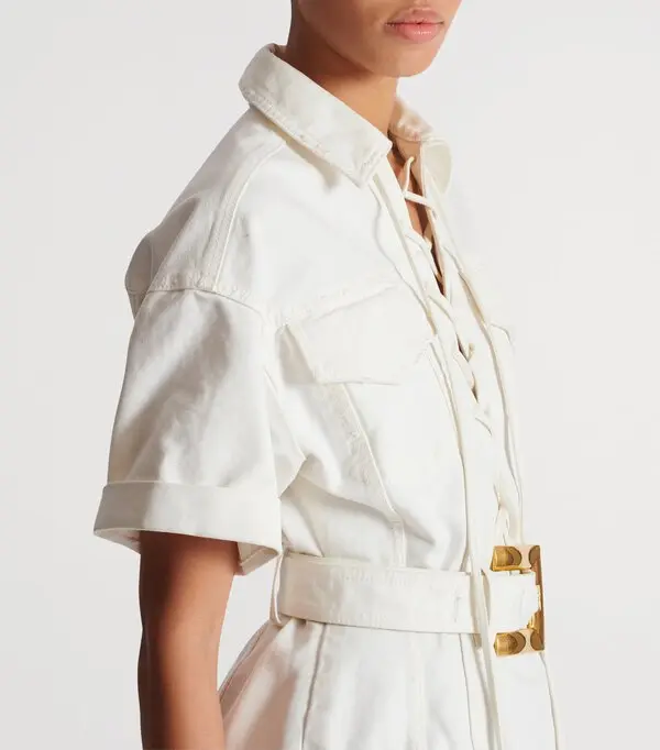 Balmain Cotton Belted Mini Shirt Dress