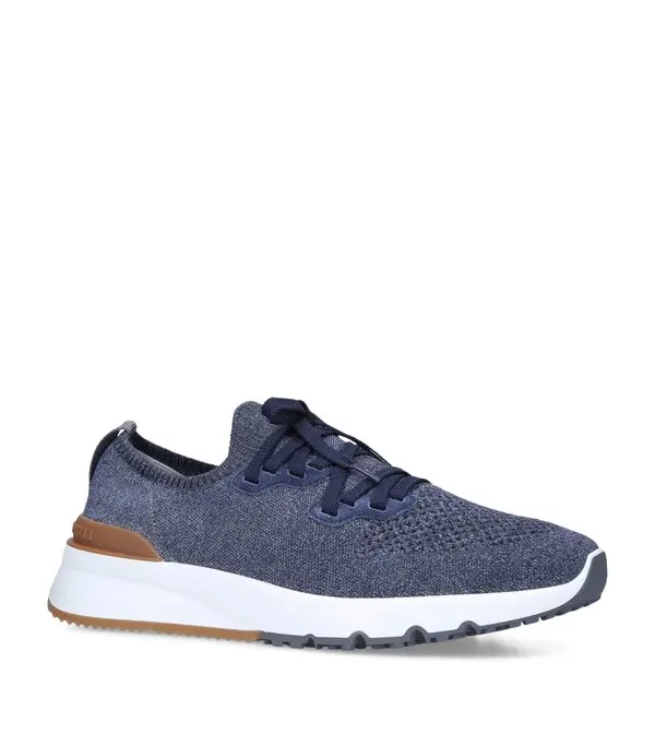 Brunello Cucinelli Lace-up Knit Sneakers - Navy