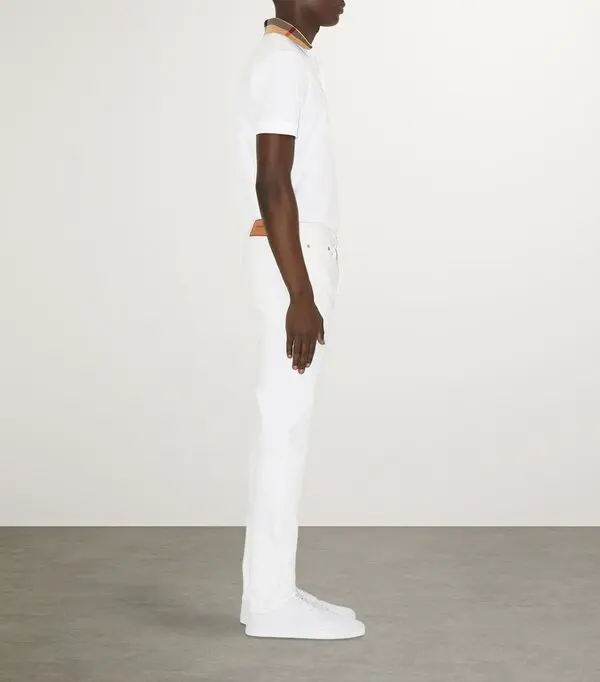 Burberry Cotton Check-collar Polo Shirt - White