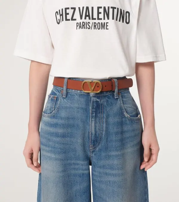 Valentino Garavani Vlogo Signature Leather Belt - Brown