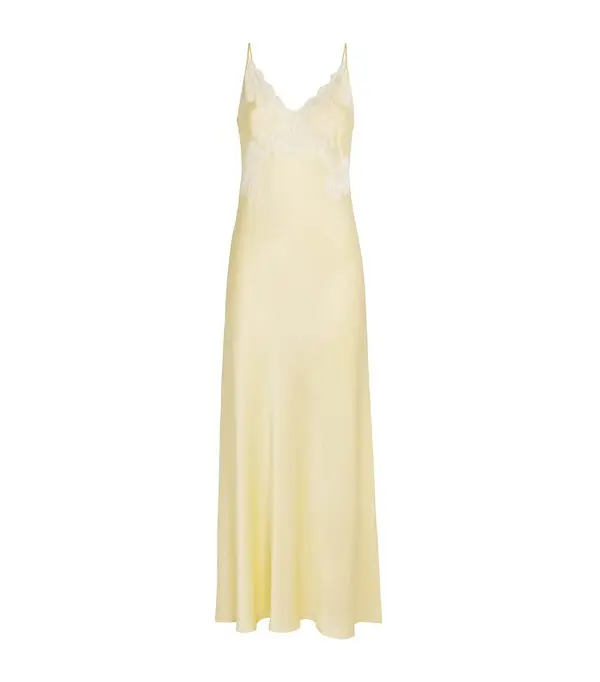 BOCAN Satin Lace-trim Caroline Nightdress - Yellow