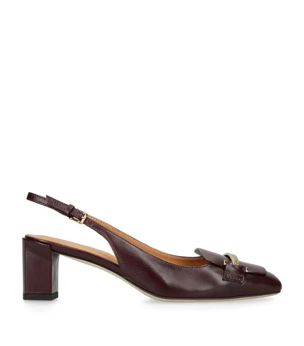 TOD'S Leather Slingback Pumps - Brown