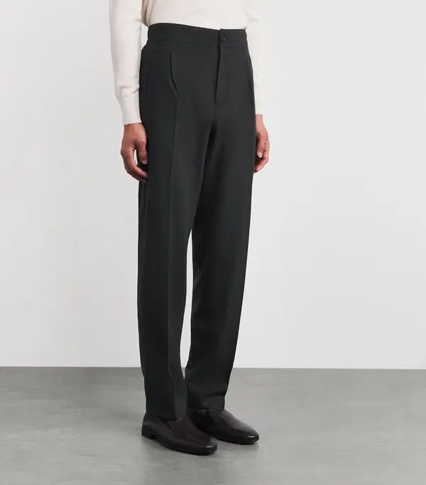 Isaia Wool-blend Pleated Trousers - Green