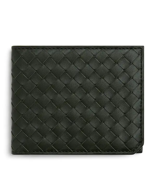 Bottega Veneta Leather Intrecciato Piccolo Bifold Wallet - Green