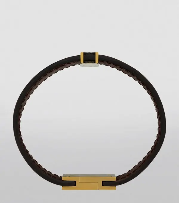 Saint Laurent Cassandre Leather Bracelet