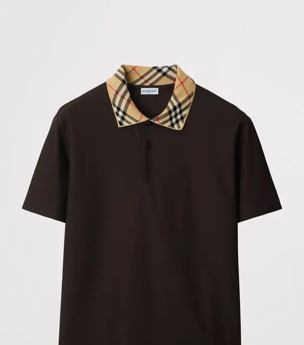 Burberry Cotton Check-collar Polo Shirt - Brown