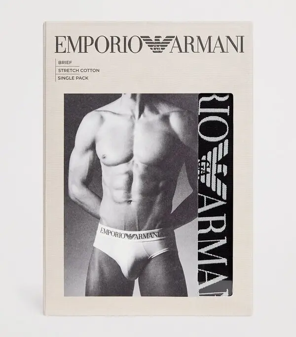 Emporio Armani Stretch-cotton Logo Briefs - White