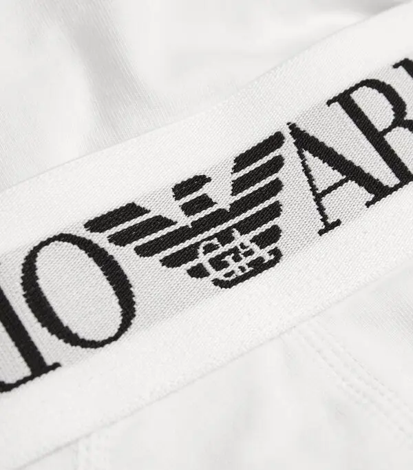 Emporio Armani Stretch-cotton Logo Briefs - White