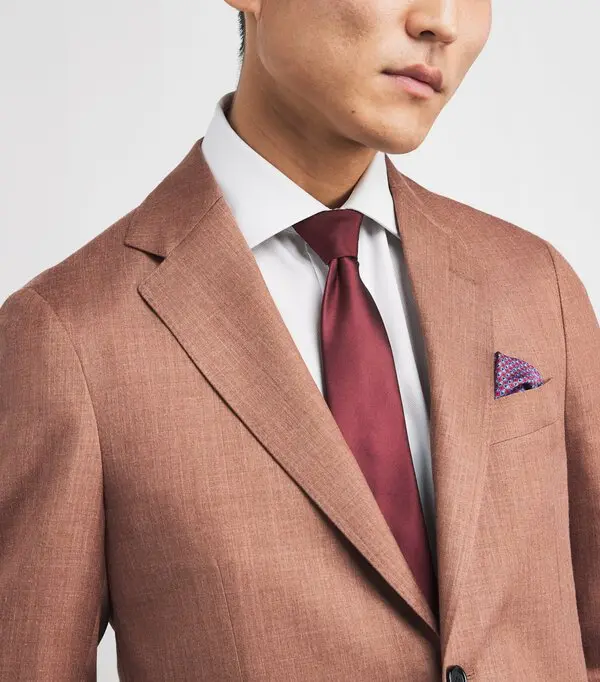 Canali Silk Jacquard Neck Tie - Red