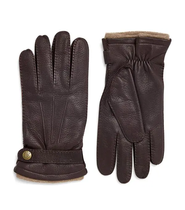 DENTS Deerskin And Cashmere Gloves - Brown