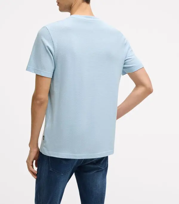 BOSS Cotton-blend Bubble-jacquard T-shirt - Blue