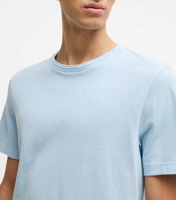 BOSS Cotton-blend Bubble-jacquard T-shirt - Blue