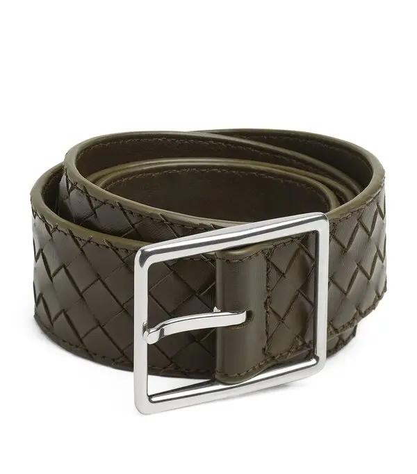 Bottega Veneta Leather Intrecciato Piccolo Belt - Green
