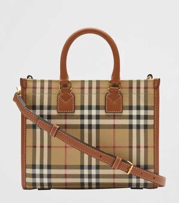 Burberry Mini Check Freya Tote Bag - Brown