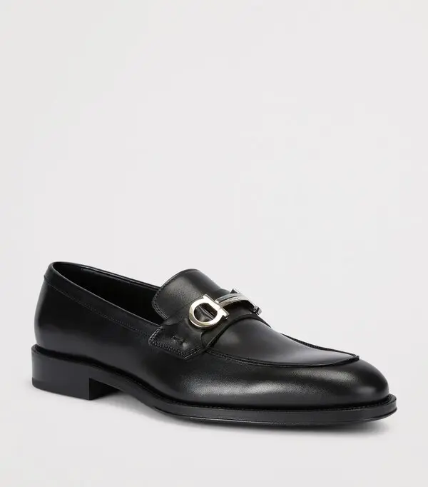 FERRAGAMO Leather Benedict Loafers - Black