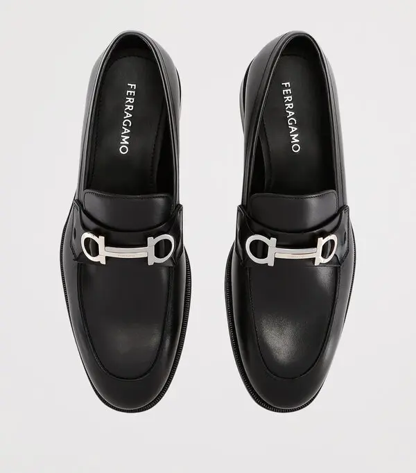 FERRAGAMO Leather Benedict Loafers - Black