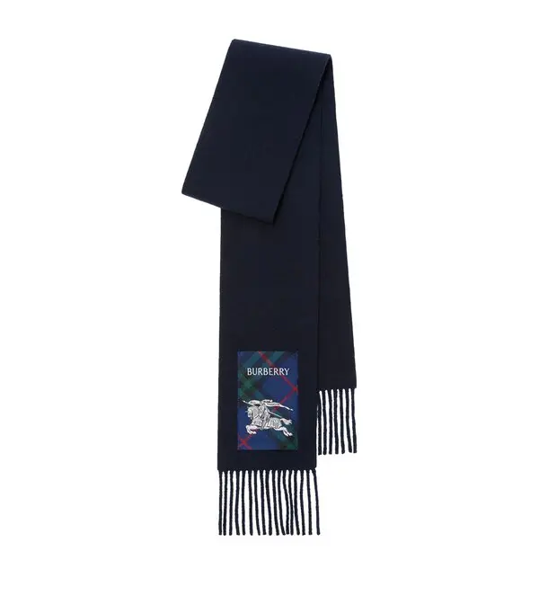 Burberry Cashmere Check Patch Scarf - Blue