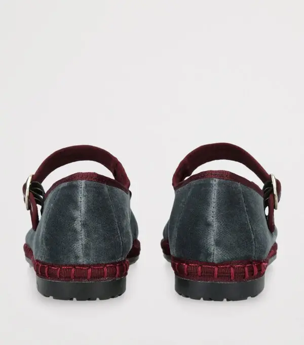 FLABELUS Velvet Georgina Mary Janes - Grey