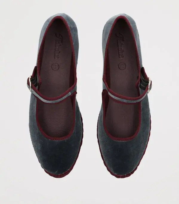 FLABELUS Velvet Georgina Mary Janes - Grey