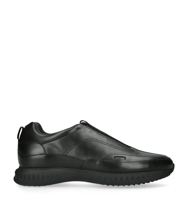 John Lobb Leather Stream Laced Sneakers - Black