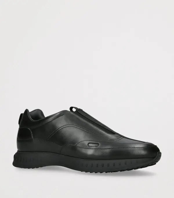 John Lobb Leather Stream Laced Sneakers - Black