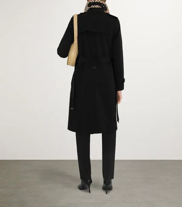 Burberry Gabardine Kensington Long Trench Coat - Black
