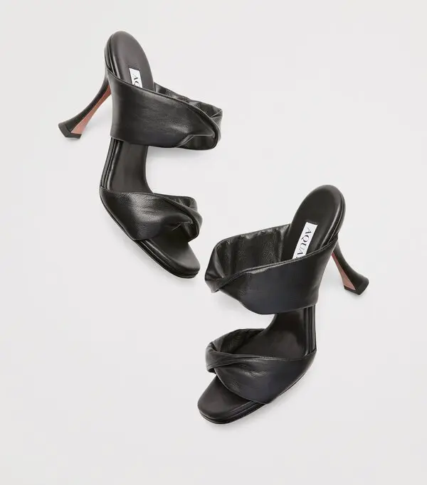 AQUAZZURA Leather Twist Heeled Sandals 95 - Black